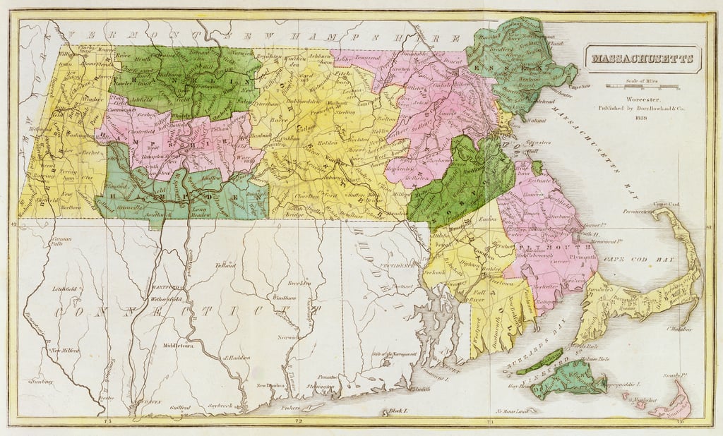 Mapa de Massachusetts, de &Colecciones históricas de Massachusetts ...