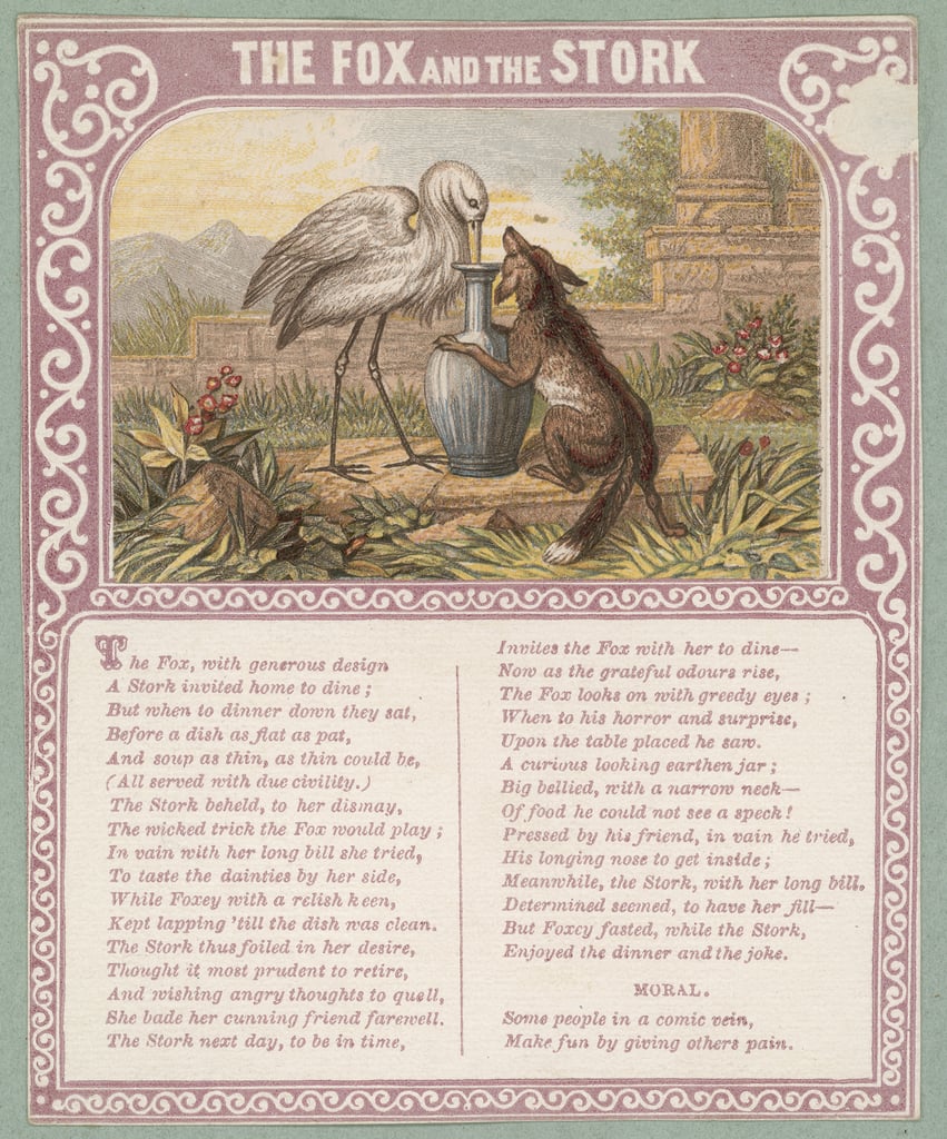 El zorro y la cigüeña | English School | Impresión de arte