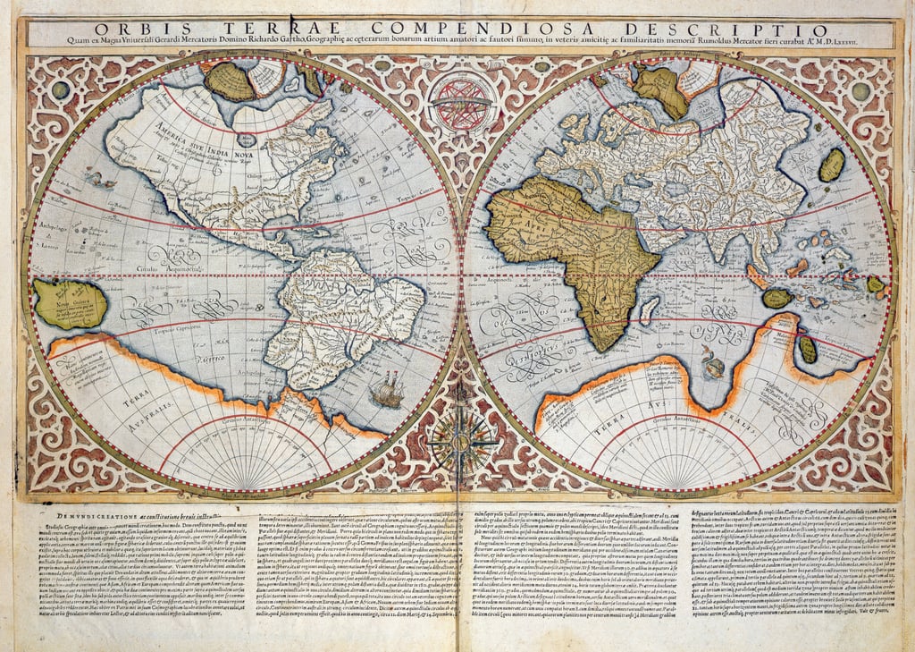 Mapa mundial de doble hemisferio, 1587 | Gerardus Mercator