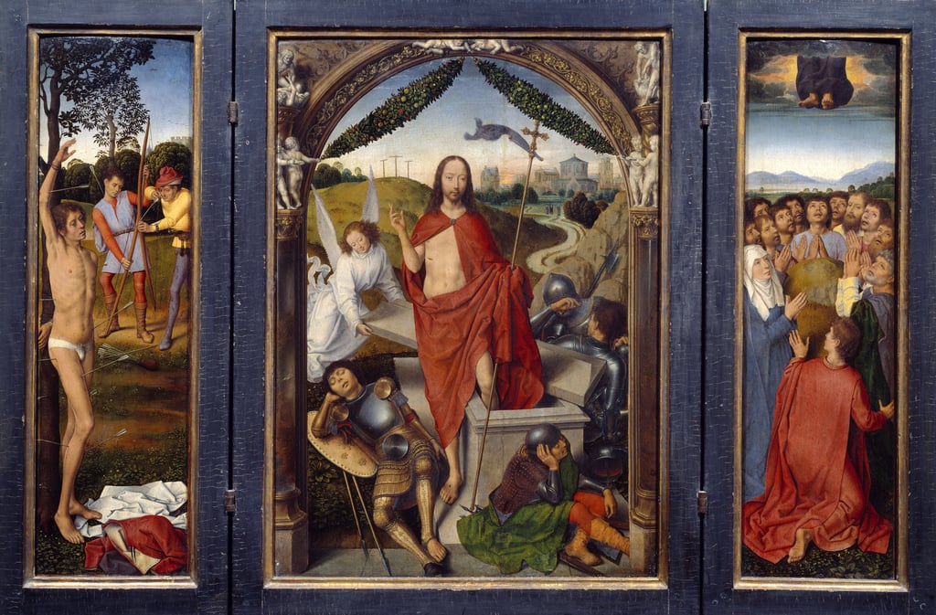 Tríptico de la resurrección. Izquierda: martirio...