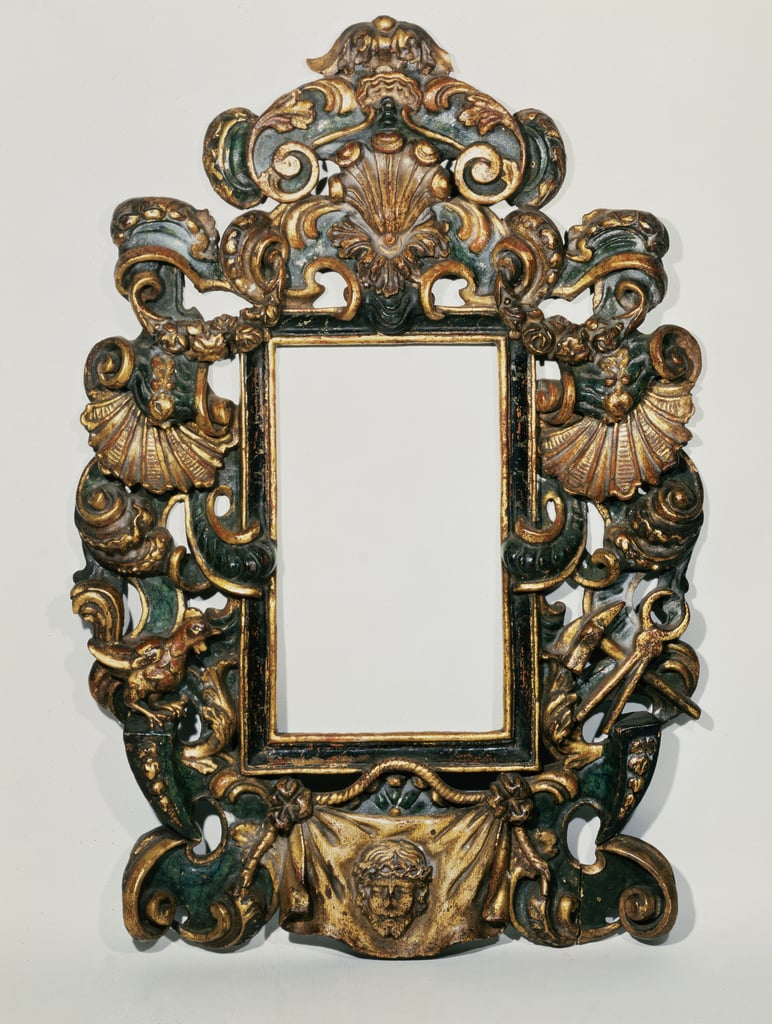 Marco romano tallado en negro y dorado de Italian School