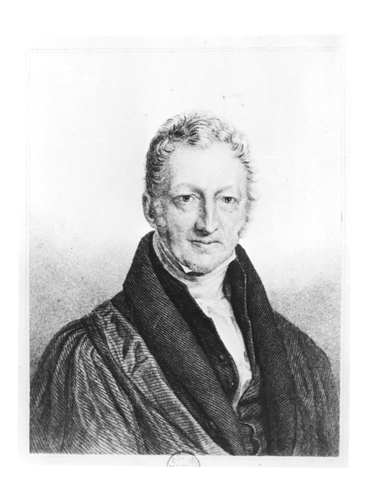 Retrato de Thomas Robert Malthus (1766-1834) grabado por Fournier para ...