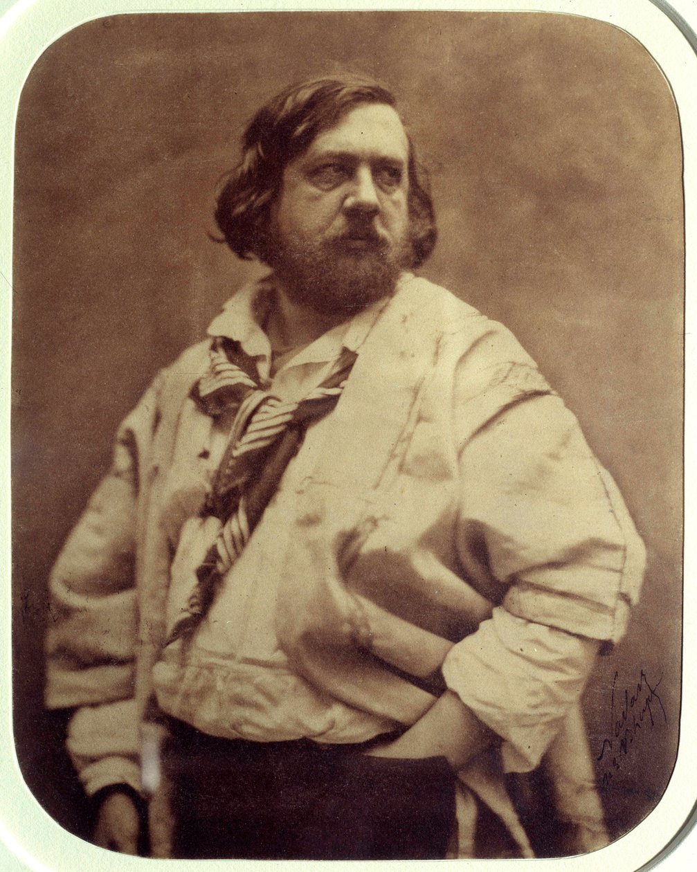 Retrato del escritor francés Théophile Gautier (1811-1872) en la blusa ...