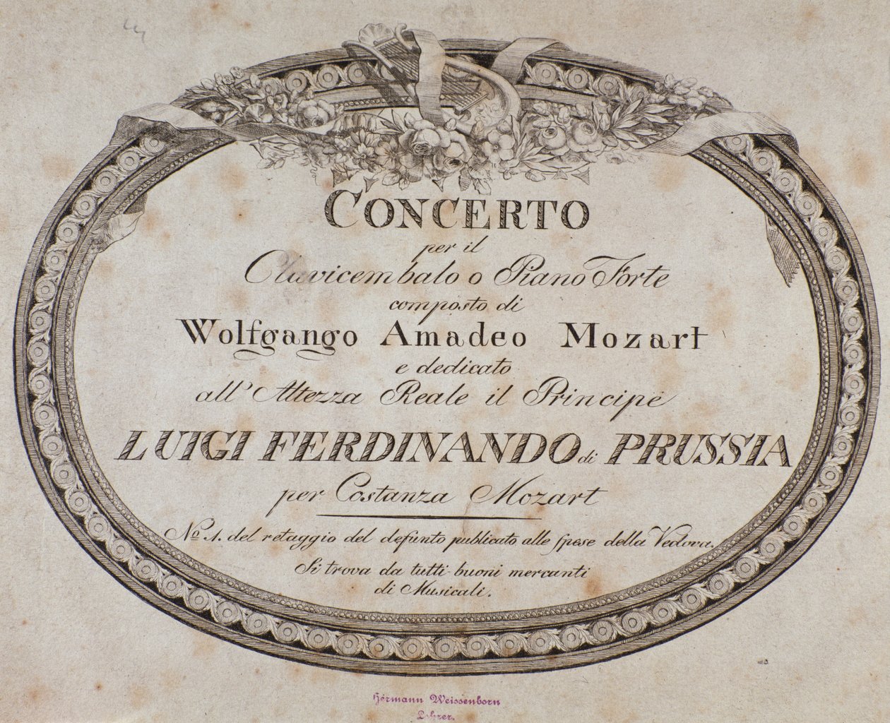 Frontispicio de la partitura de concierto para piano y clavecín por el ...