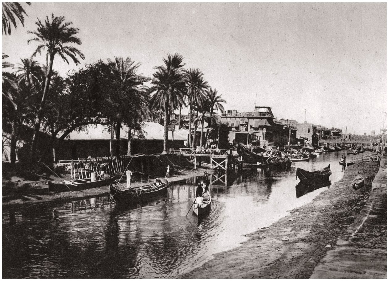 Ashar Creek conduciendo al Shatt al-Arab, Basora, Irak, 1925