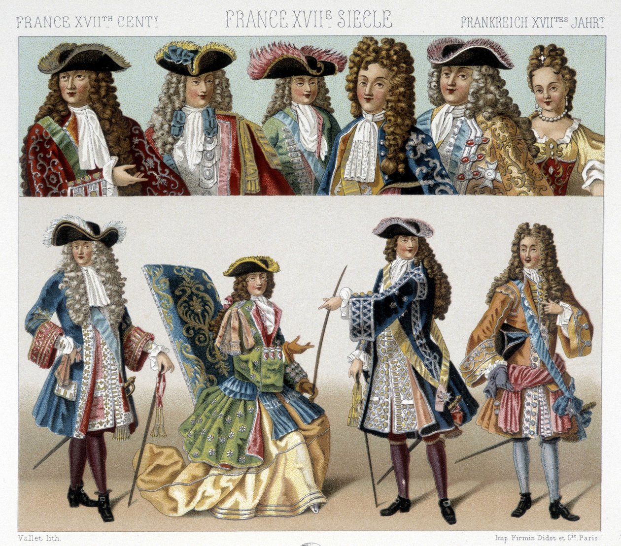 Trajes y peinados de la nobleza francesa en el siglo XVIII. Ilustración ...