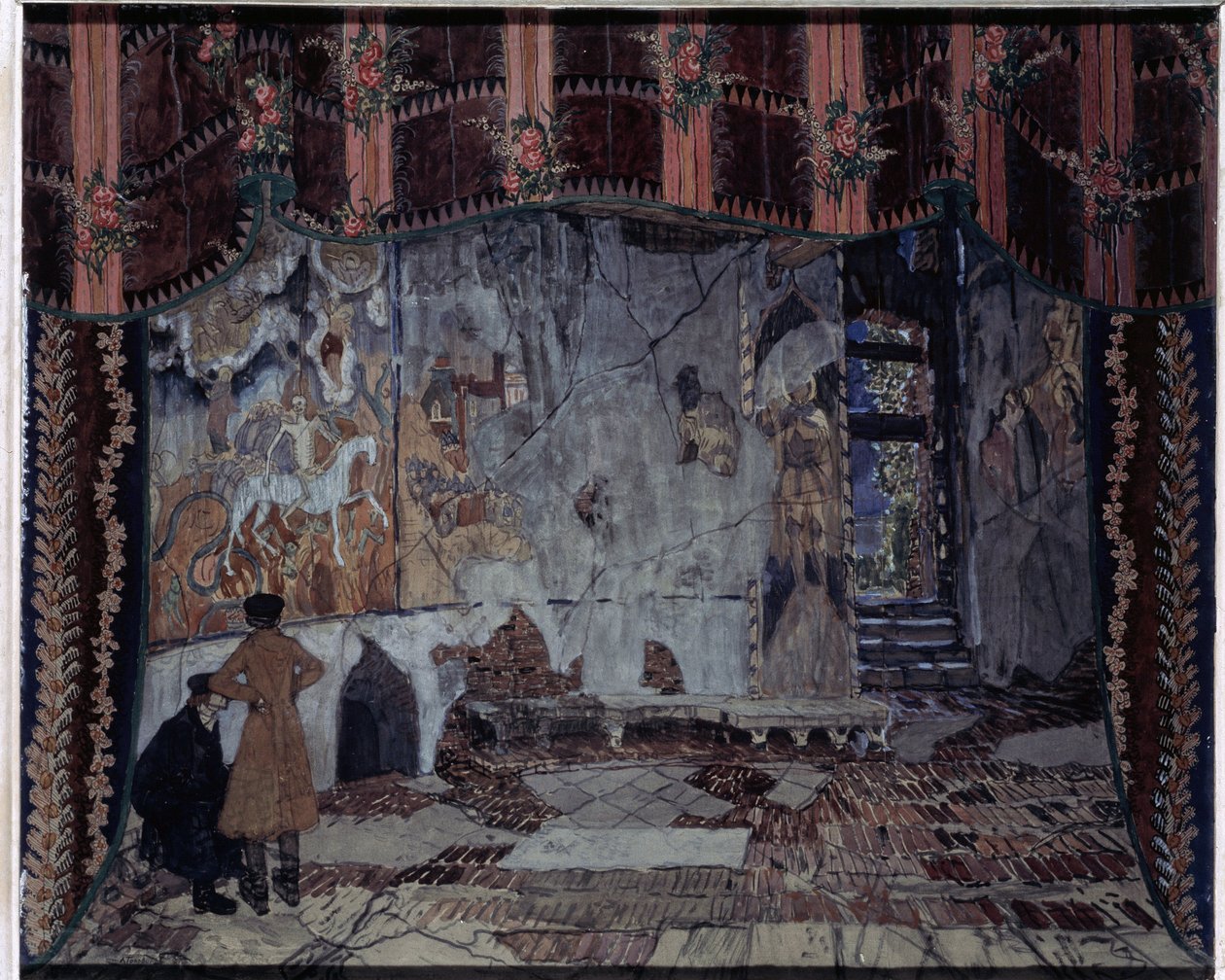 Escenografía para la obra L'Orage de Alexandre Ostrovski (1823-1886 ...