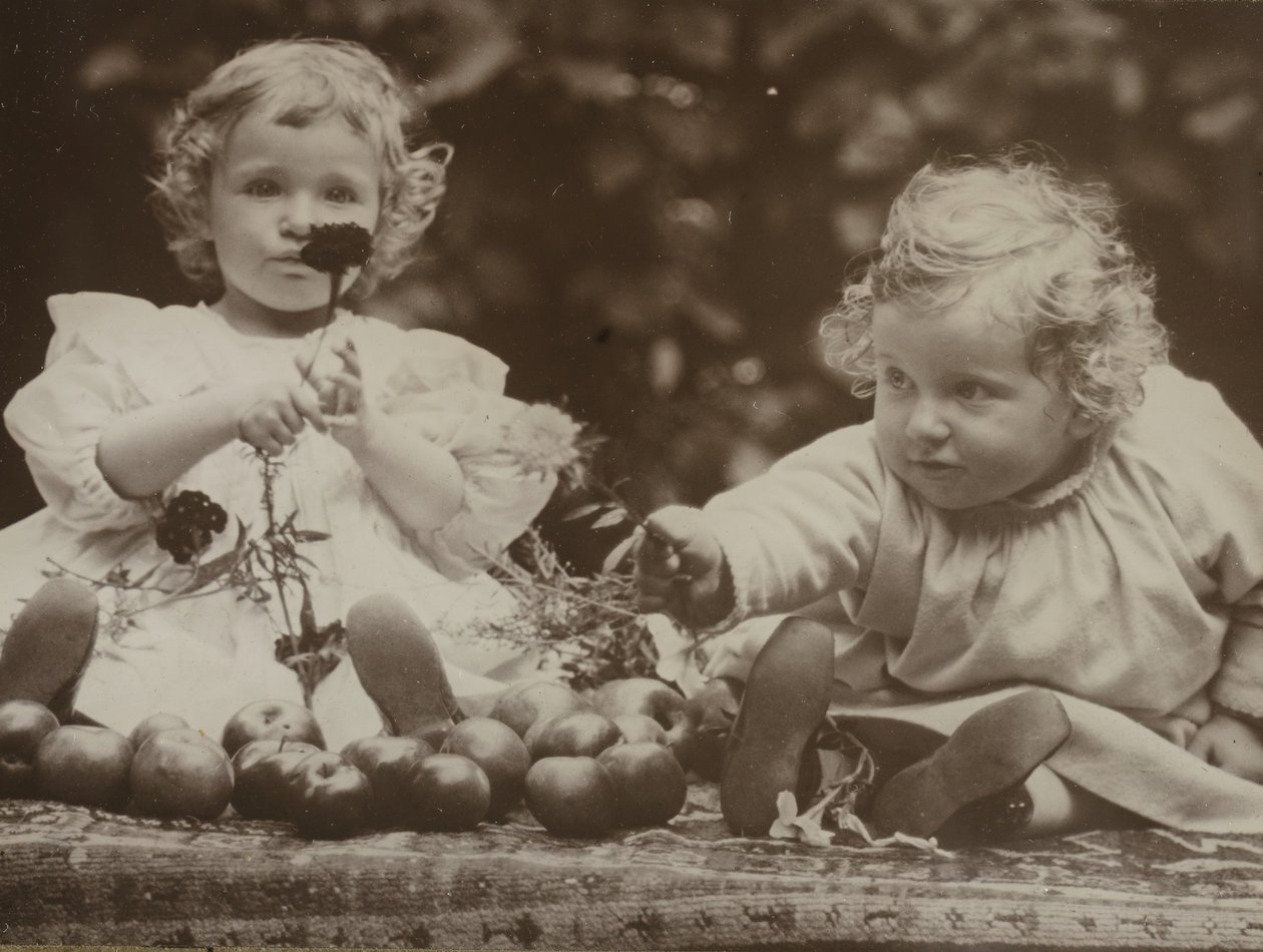 Sobrinas - Flora sosteniendo una flor, y Hedwig, c. 1896