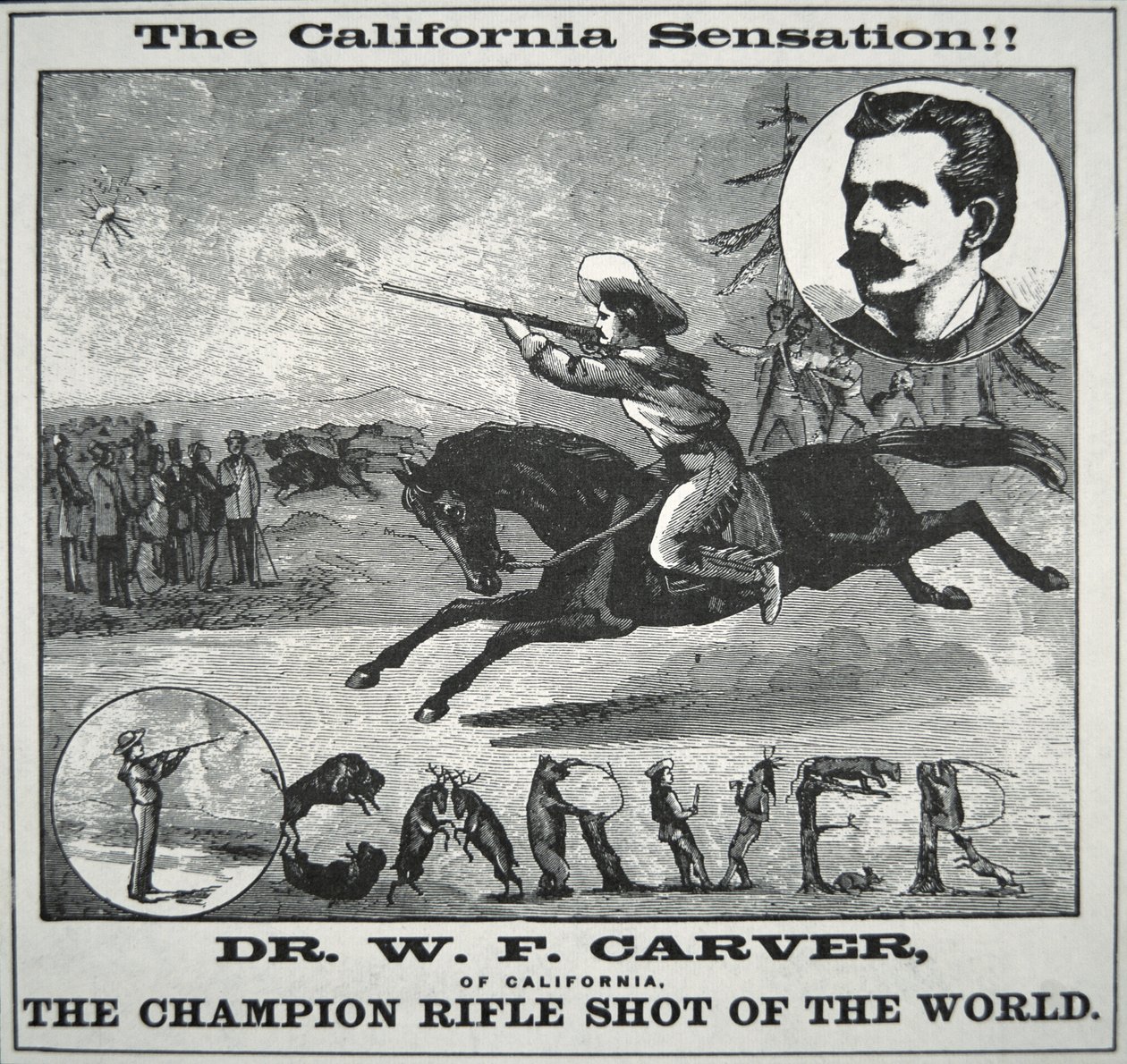 'Póster del Campeón Mundial de Tiro con Rifle', con Doc Carver (1840 ...