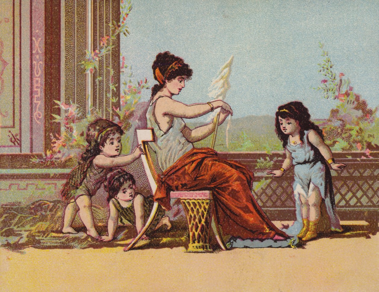Dama romana y niños | American School | Impresión de arte
