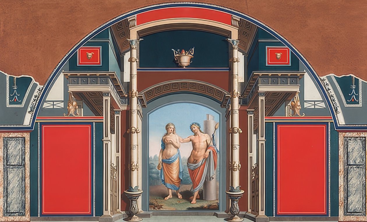 Mural de una casa romana en el terreno de la Villa Negroni en Roma ...