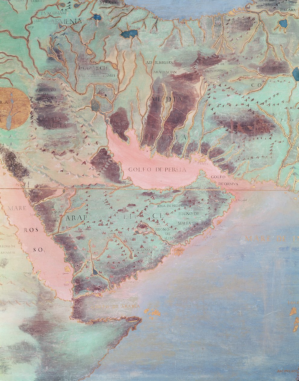 Mapa de los países del Golfo Pérsico, de la 'Sala Del Mappamondo'