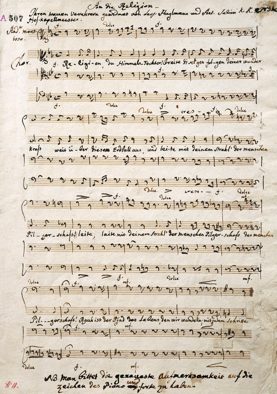 Partitura autógrafa de Oratorium, de Antonio Salieri (1750-1825)