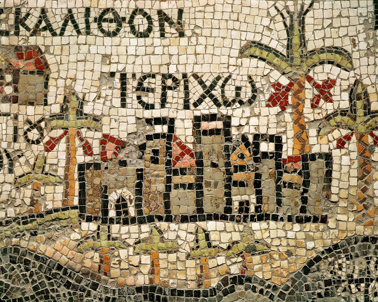 (detalle) de un mapa de Jericó | Byzantine School