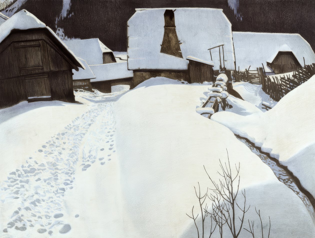 Casa de campo en invierno | Carl Ederer | Impresión de arte