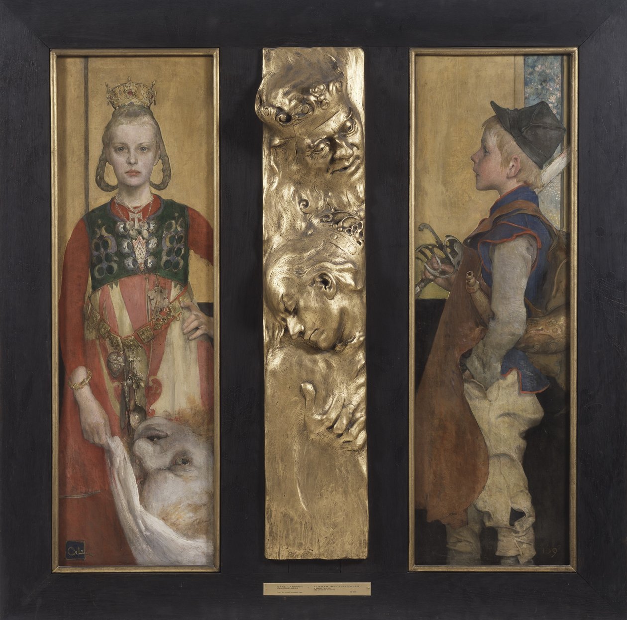 Un Cuento de Hadas Sueco, díptico con panel en relieve y marco, 1897