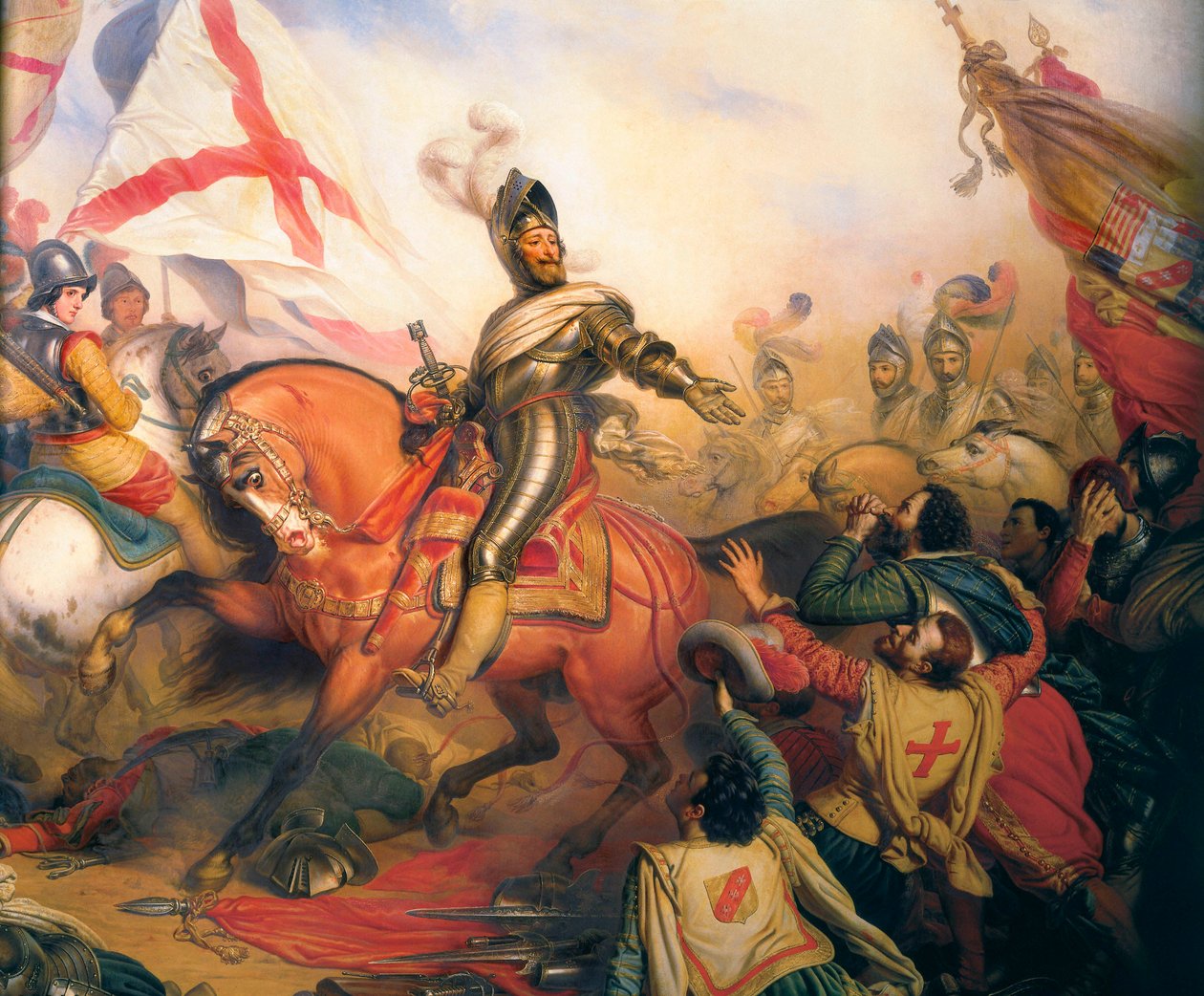 Rey Enrique IV en la batalla de Ivry, pintura de Barón Charles von Steuben