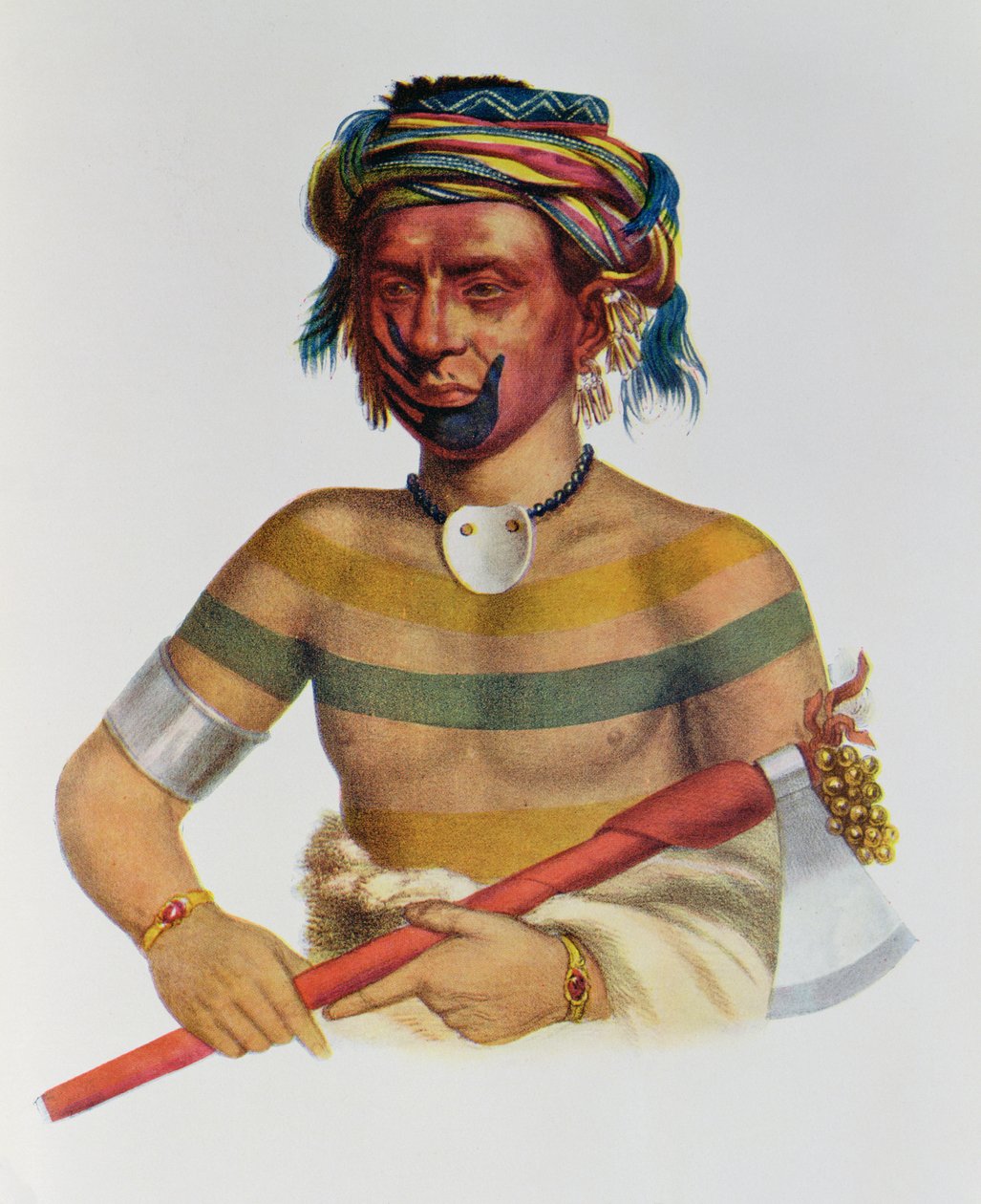 Shau-Hau-Napo-Tinia, un Jefe Iowa, 1837, ilustración de 'Las Tribus ...