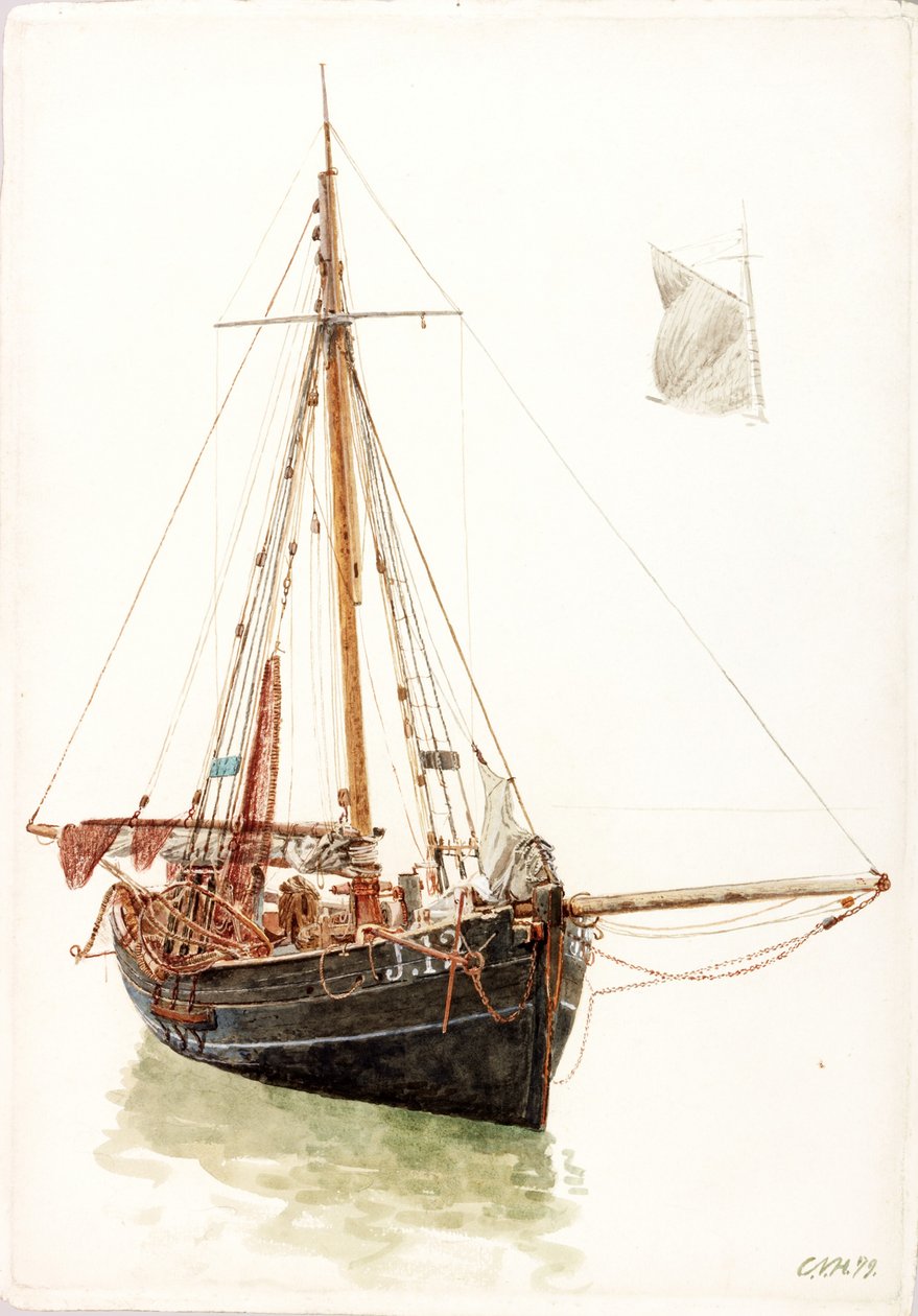 Estudio de un barco de pesca | Charles Napier Hemy