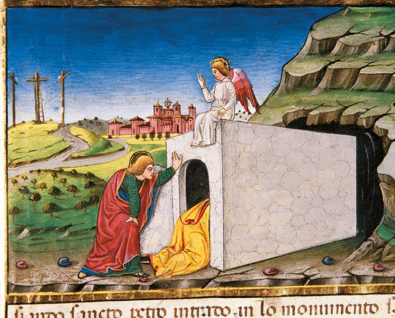 Los apóstoles Pedro y Juan descubren la tumba vacía de Cristo, del Leggendario Sforza-Savoia