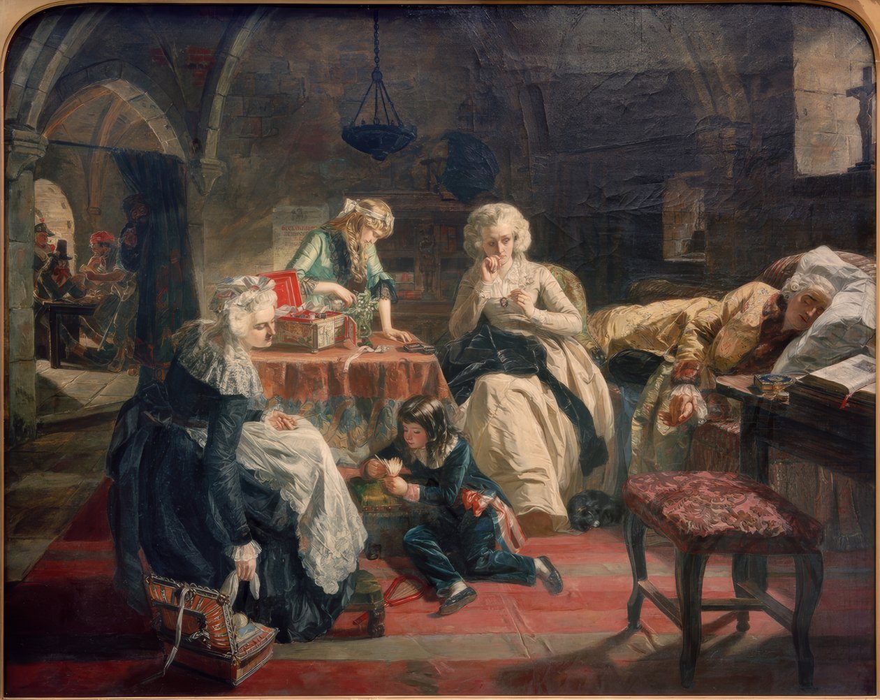 La familia real francesa en la prisión del Temple