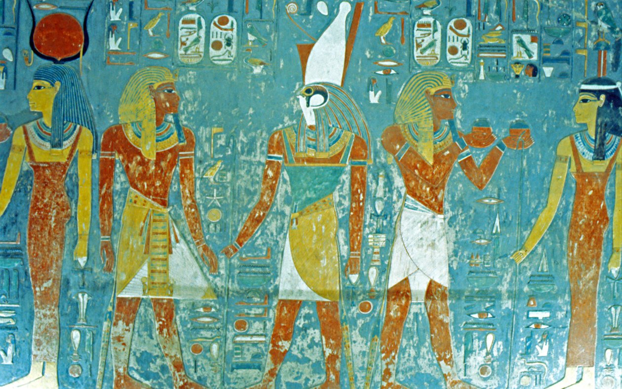 Valle de los Reyes, Tumba de Horemheb Faraón ante Osiris, Isis, Ma'at y ...