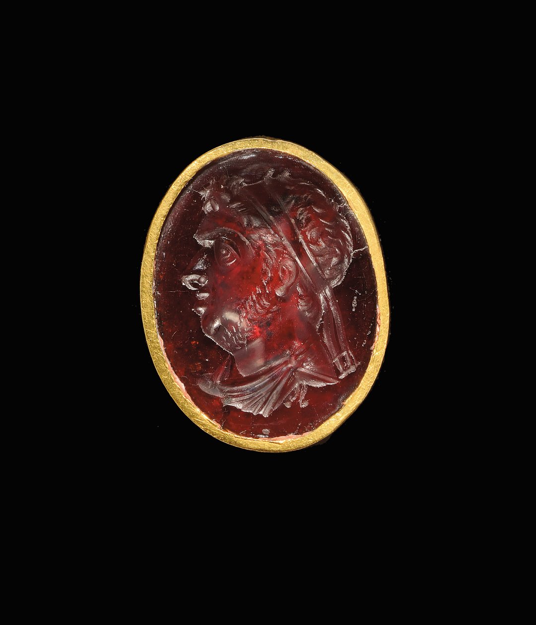 Anillo de intaglio helenístico con retrato real de un gobernante ...