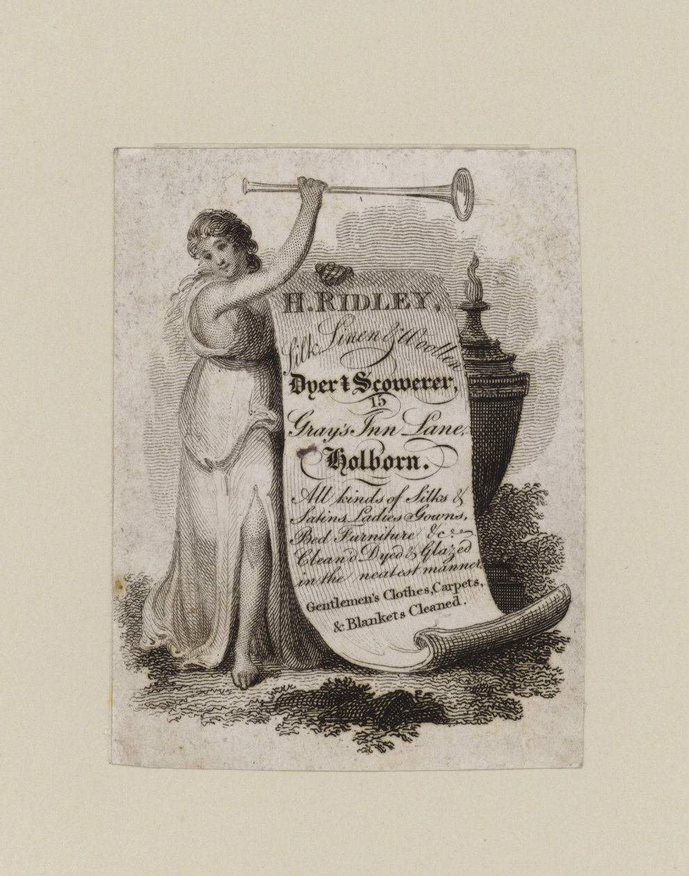 Dyer and Scowerer, H Ridley, tarjeta comercial