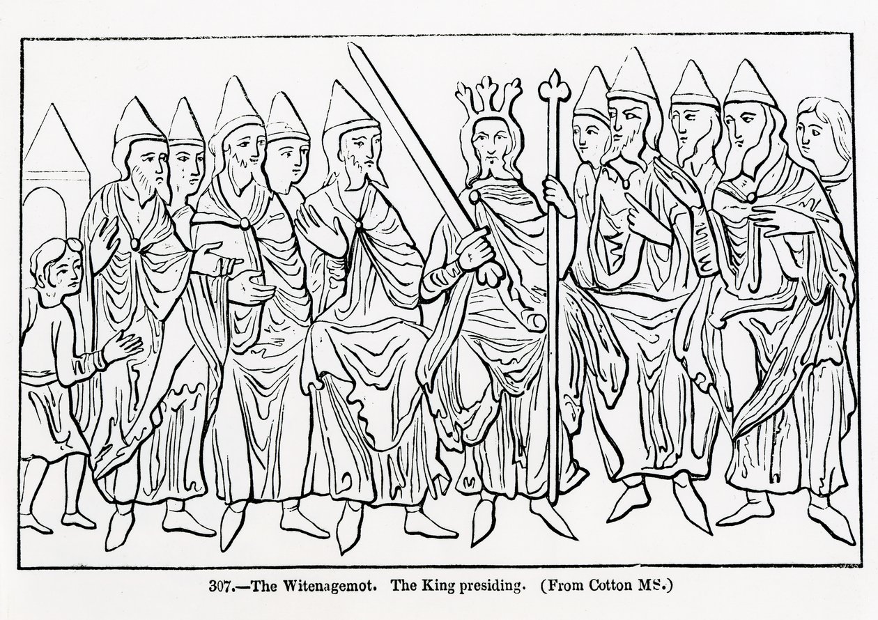 El Witenagemot con el Rey presidiendo, a partir de un manuscrito (ver ...