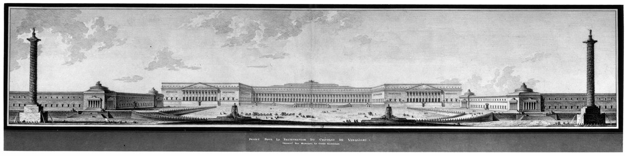 Proyecto para la renovación del castillo de Versalles, elevación y ...