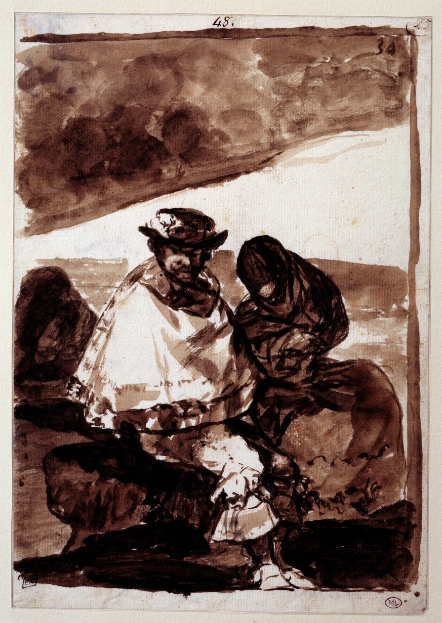 La cita. Dibujo de Francisco de Goya (1746-1828)