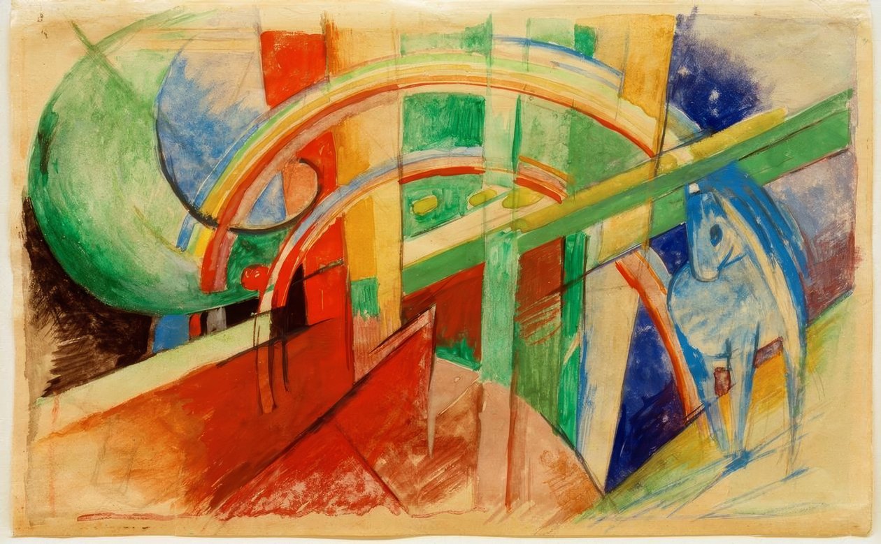Caballo azul con arcoíris | Franz Marc | Impresión de arte