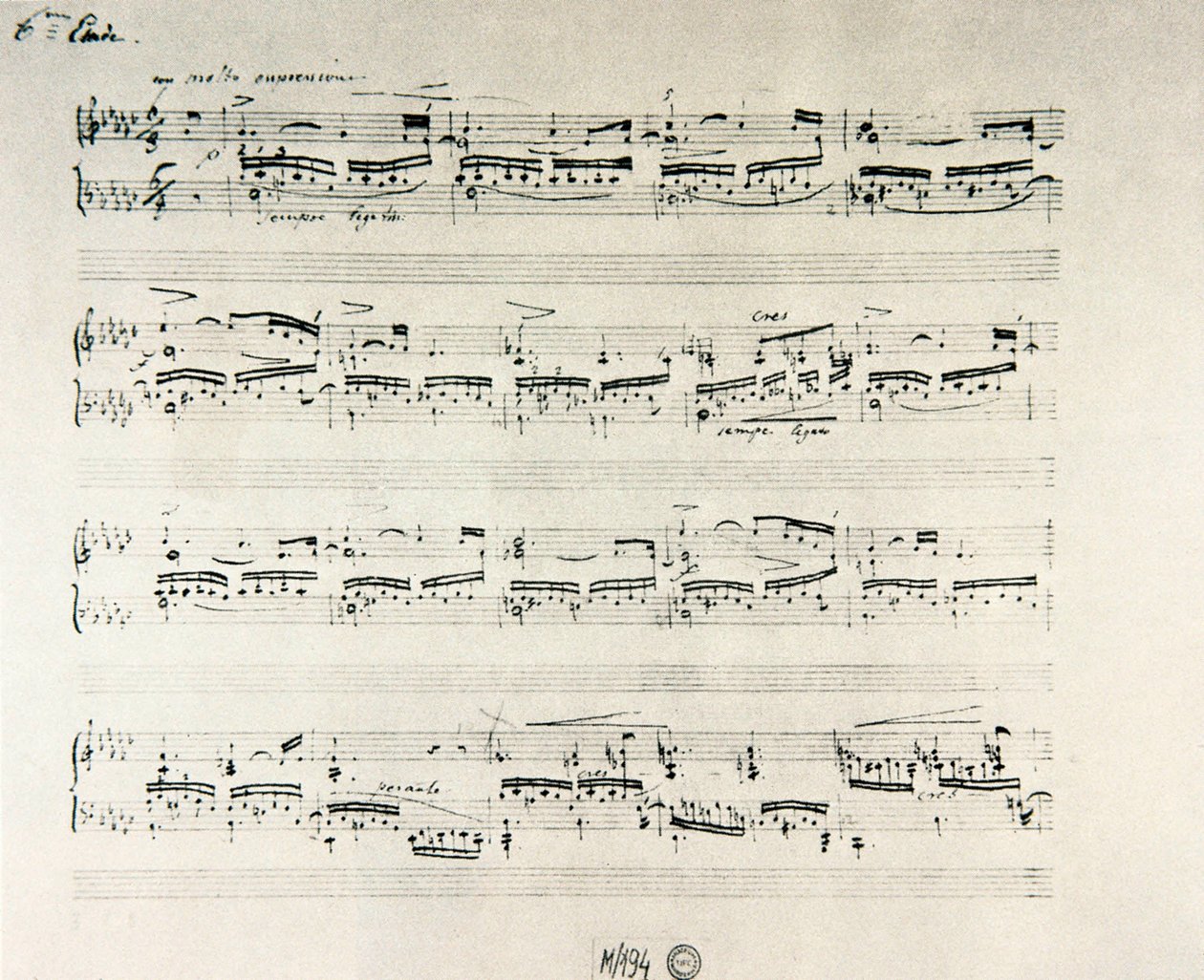 Partitura de "Estudios para piano opus 10" del compositor polaco Frederic Chopin (1810-1849)