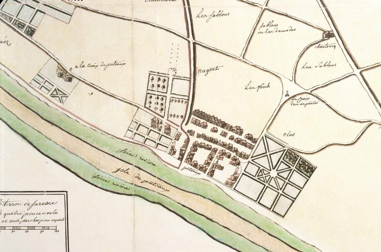 Mapa de Suresnes y su anexo, Puteaux, 1669 | French School