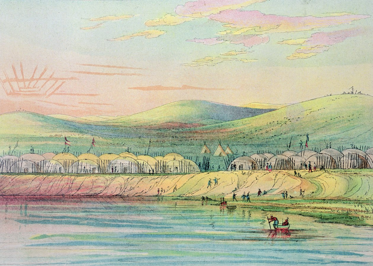 Pueblo Riccaree | George Catlin | Impresión de arte