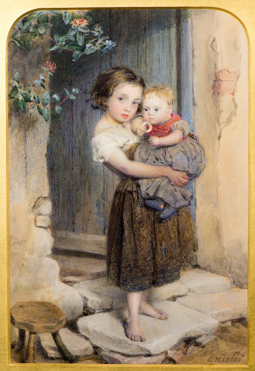 Niña y niño | George Manson | Impresión de arte