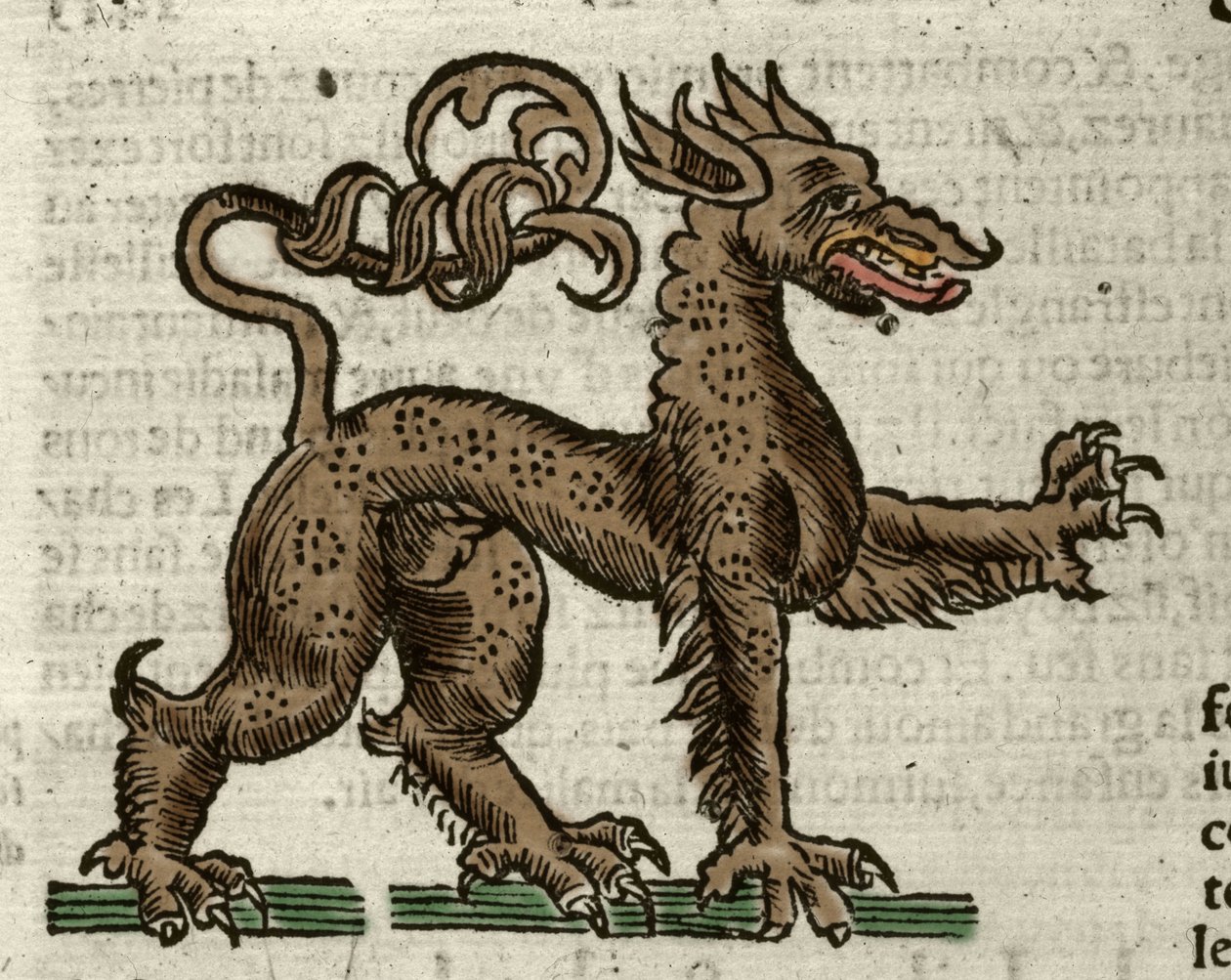 Representación de una criatura fantástica. Xilografía tomada de la ...