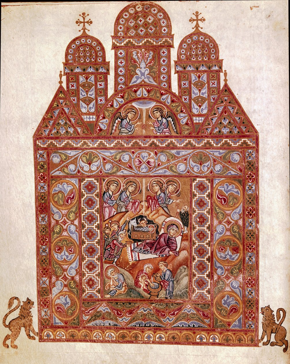 Natividad. Miniatura del Codex de Egberto (Codex Egberti) de la escuela ...