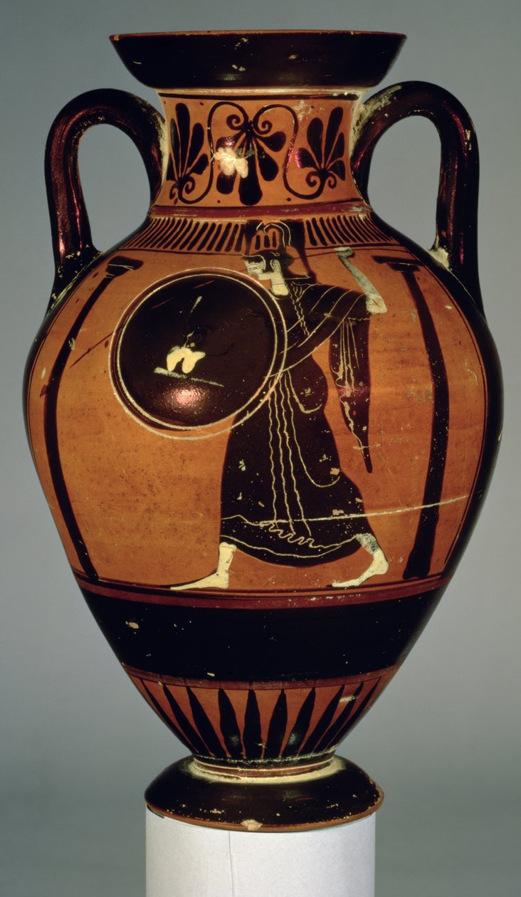 Ánfora de figuras negras del ático que representa a Atenea, siglo V a.C.