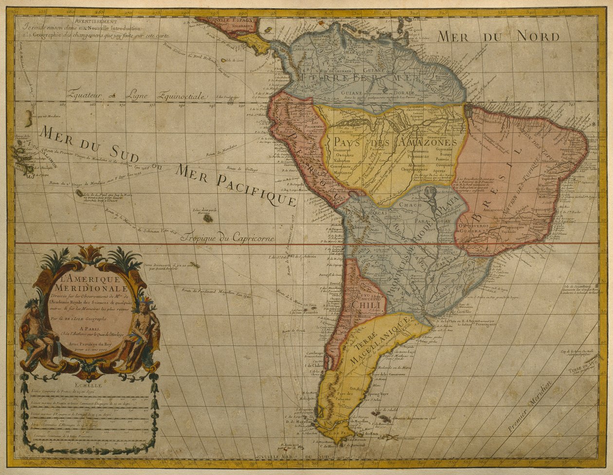 Mapa de América del Sur, publicado en 1700, París