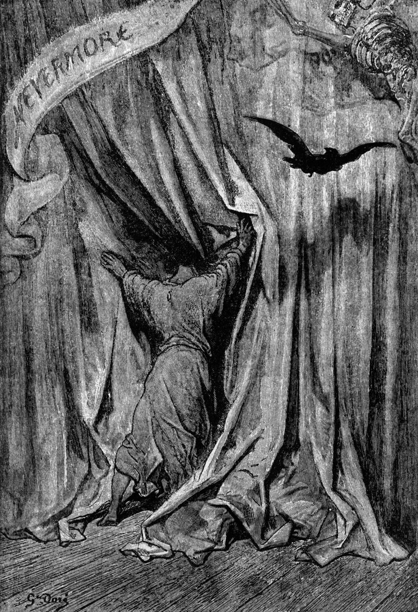 Ilustración para el poema El cuervo de Edgar Allan Poe, 1845