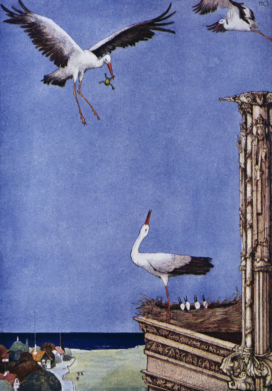 La cigüeña, cuento de hadas de Hans Christian Andersen, ilustración de ...