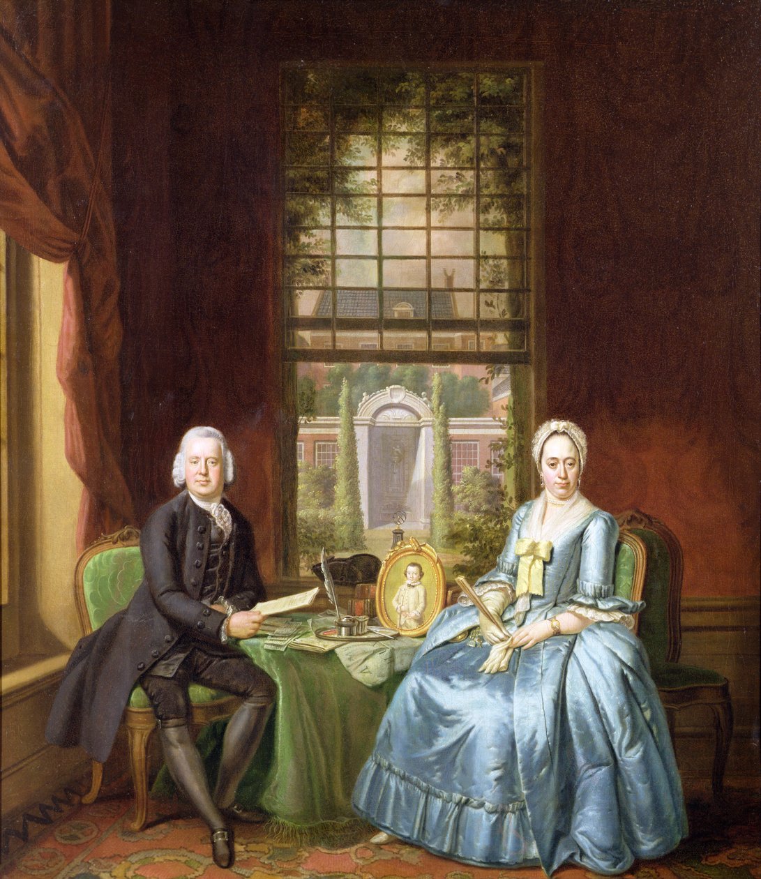 Retrato familiar de un caballero y su esposa