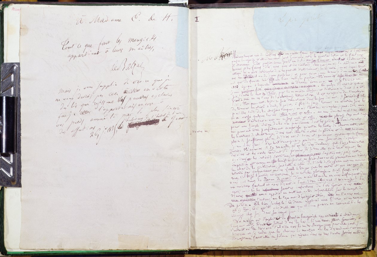 Primera página y dedicatoria a Madame Hanska de 'Le Pere Goriot'