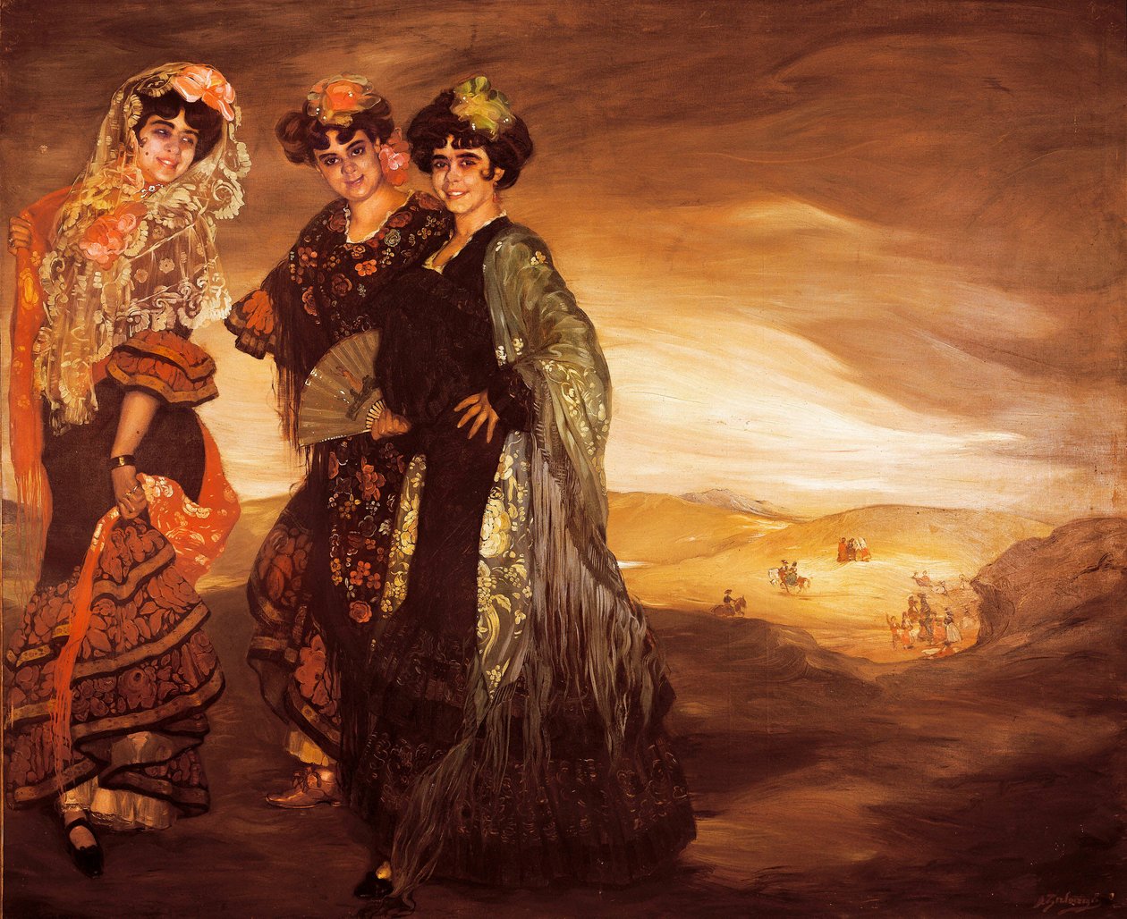 Los tres primos (con los trajes tradicionales españoles de bailarines ...