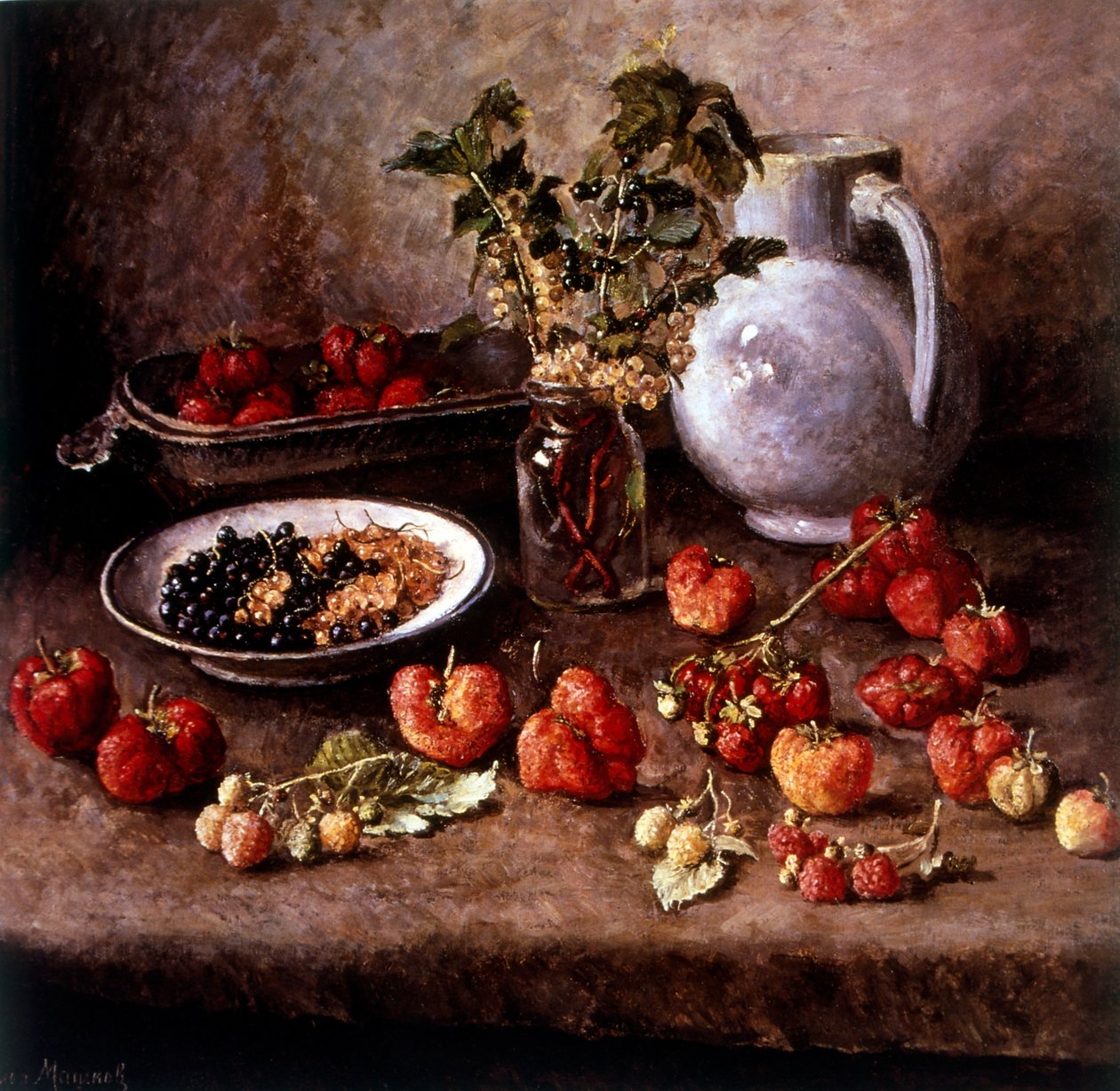 Naturaleza muerta con fresas | Ilya Ivanovich Mashkov