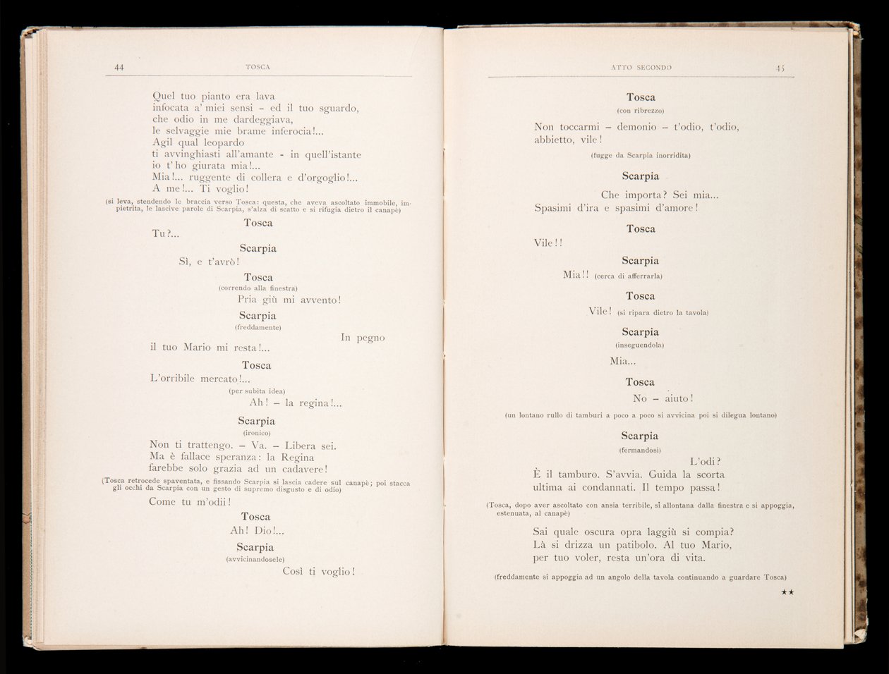 Libreto de La Tosca de Giacomo Puccini, Edición Ricordi, Italia