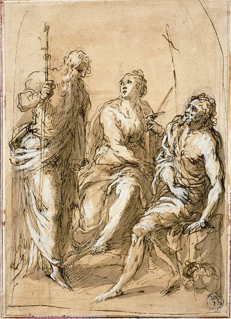 Santa Justina de Padua entronizada, con los santos Santiago el Menor y ...