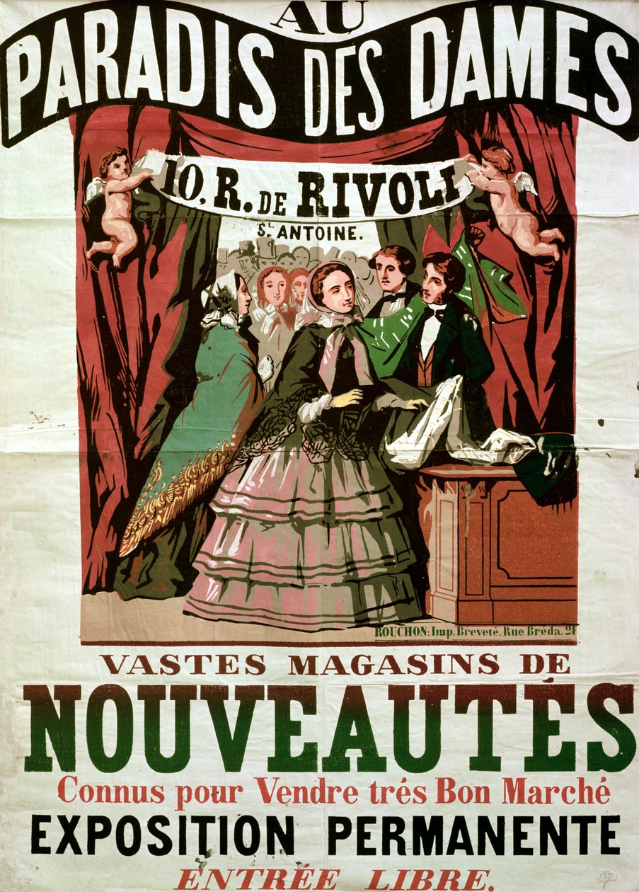 Póster publicitario 'Au Paradis des Dames', tienda parisina, 1856