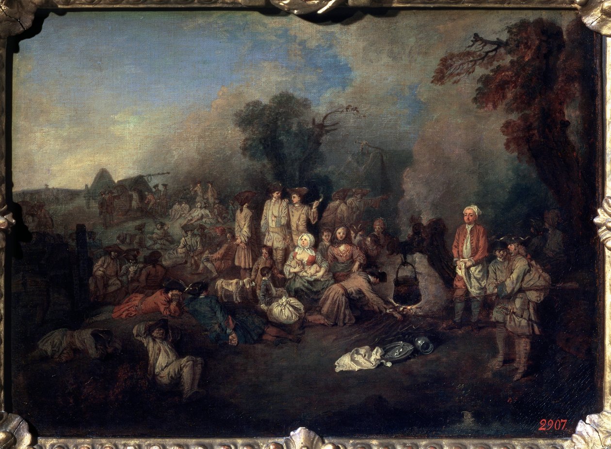 Bivouac, c1710 | Jean-Antoine Watteau | Impresión de arte